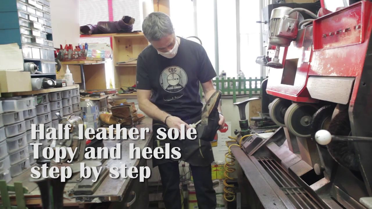 Half leather sole Topy and heels step by step - YouTube