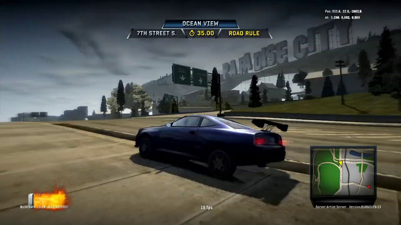 Burnout 5 - Feb 22 2007 build "artist" gameplay - YouTube
