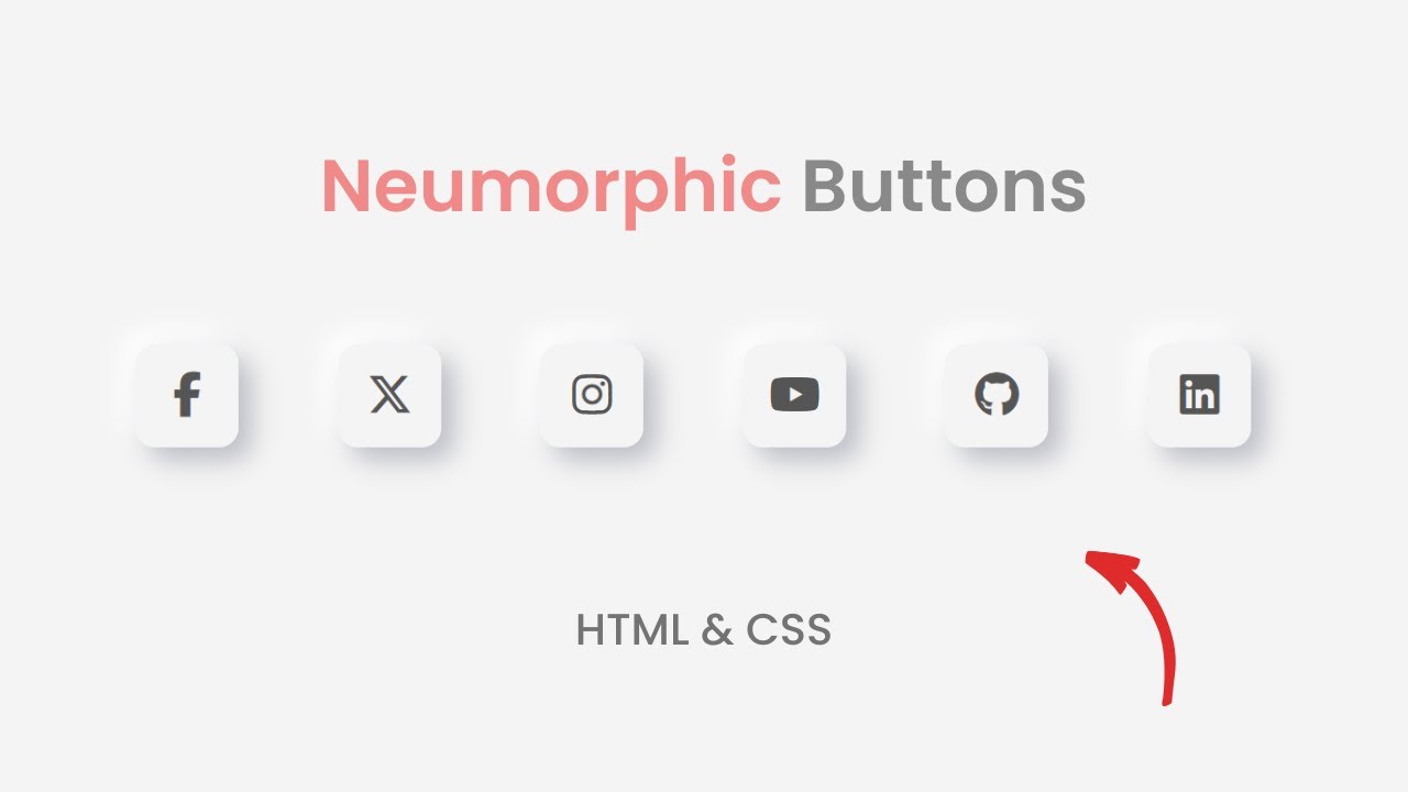 How to Design Neumorphism Buttons with Social Media Icons | Web Design ...