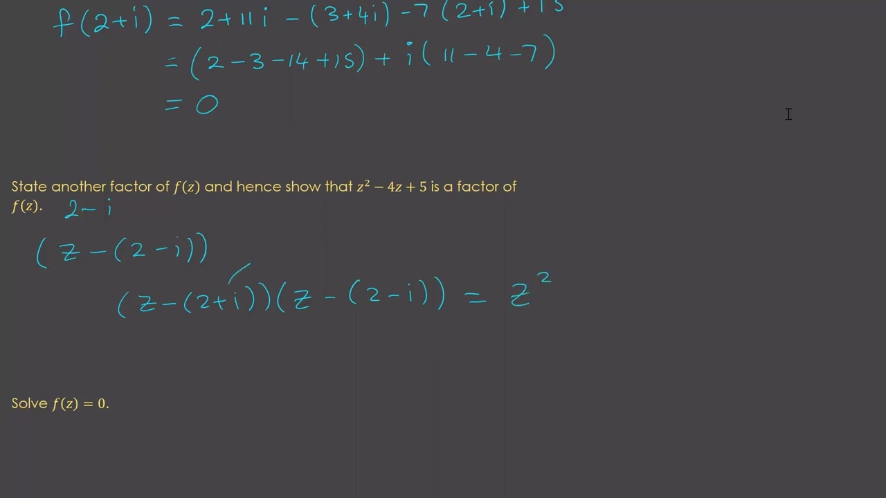 Y12 Specialist Complex Numbers Solving Polynomial Equations Example 15 - YouTube