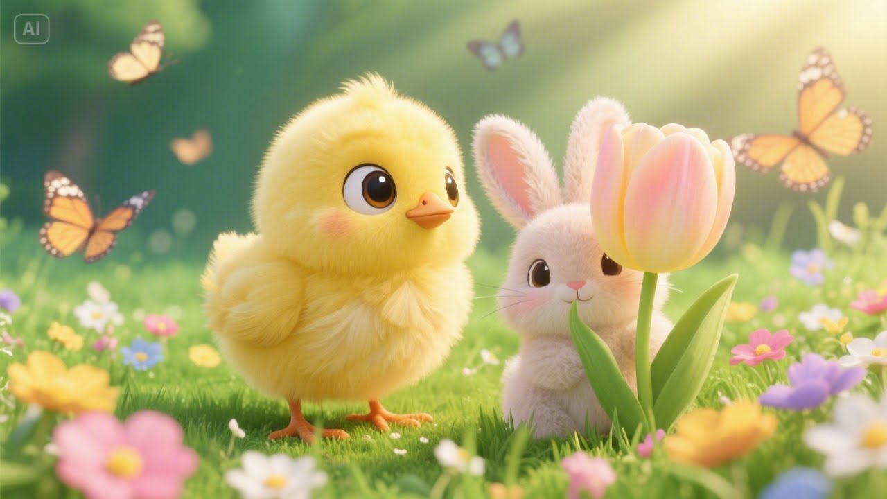 A little yellow chick | farm animal song for kids | cute baby chick ...