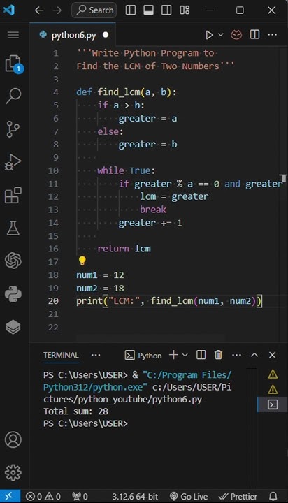 Lcm #python #coding #pythonprogramming - YouTube