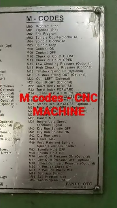M CODES - CNC MACHINE - YouTube