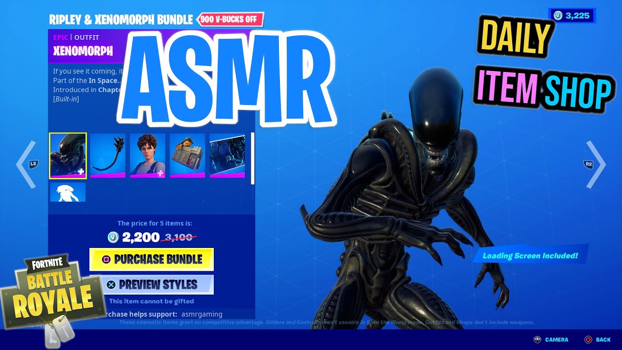 ASMR Fortnite Xenomorph Alien Skin Bundle Is Back! Daily Item Shop ...
