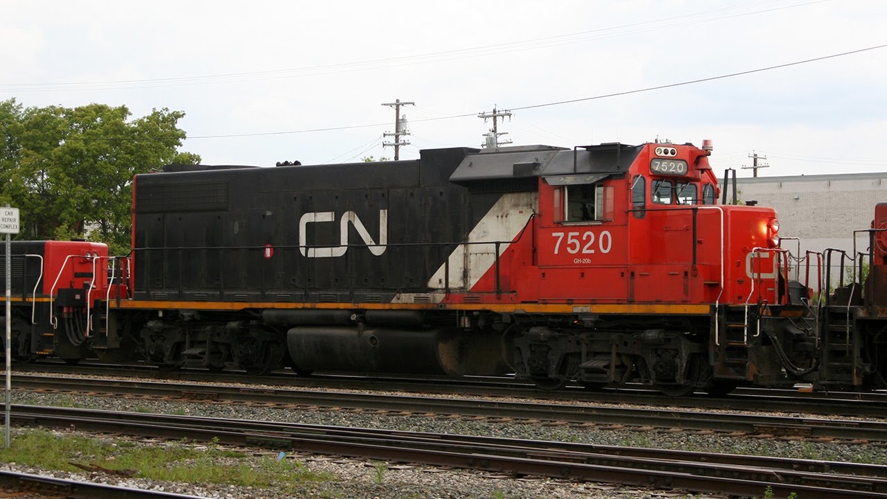 FULL THROTTLE!! CN Edmonton Walker yard GP38-2W, GP38-2's, Slugs - HBU-4 Slug, YBU-4m Slug 06-06 ...