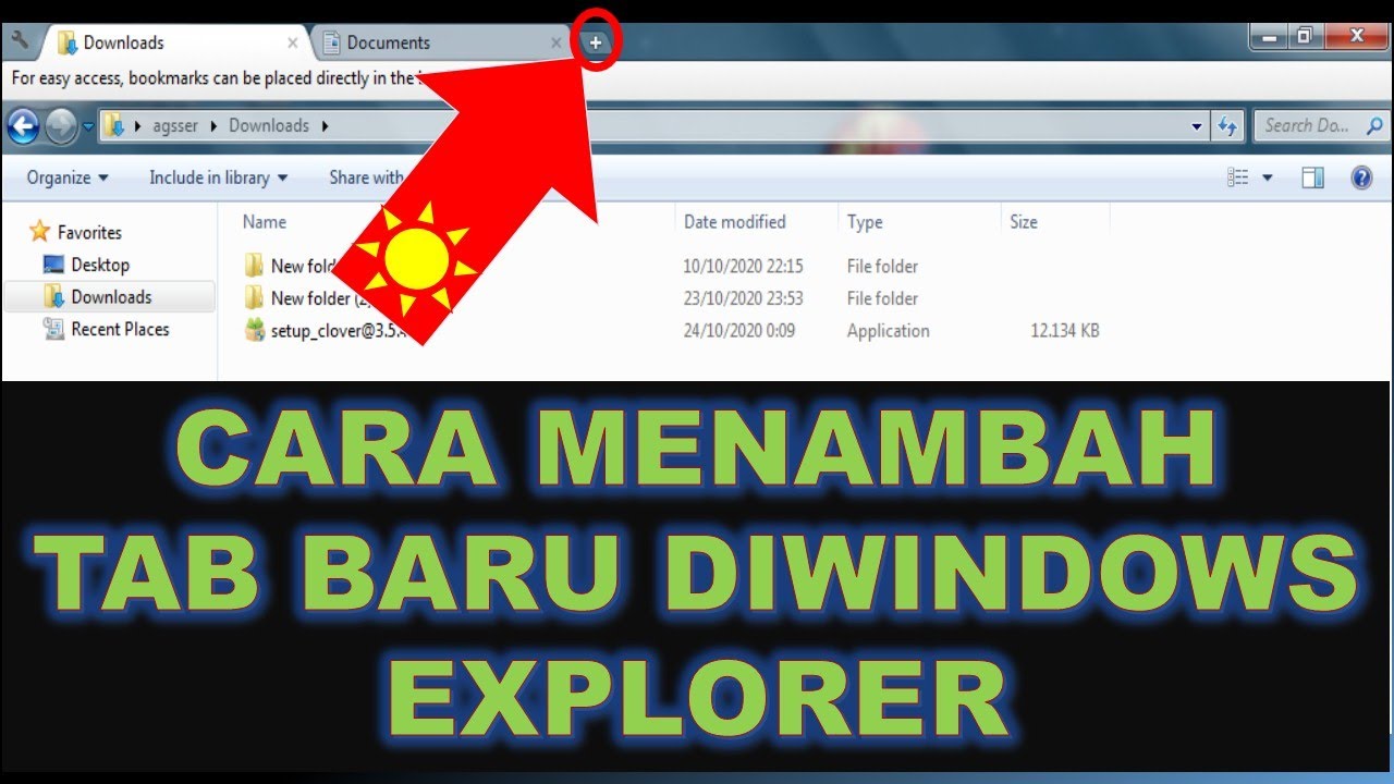 cara menambah tab baru diwindows explorer - YouTube