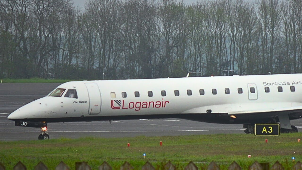 Loganair Embraer ERJ-145 landing at Manchester | One of the best tail ...