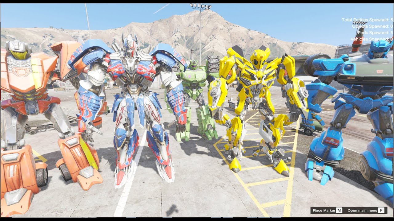 GTA 5 Mod - Biệt Đội Robot Transformers Đại Náo Tấn Công Khu Quân Đội ...