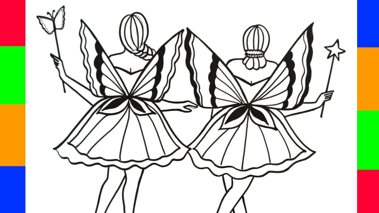 Best friend fairy backside drawing for kids | How to make drawing of ...