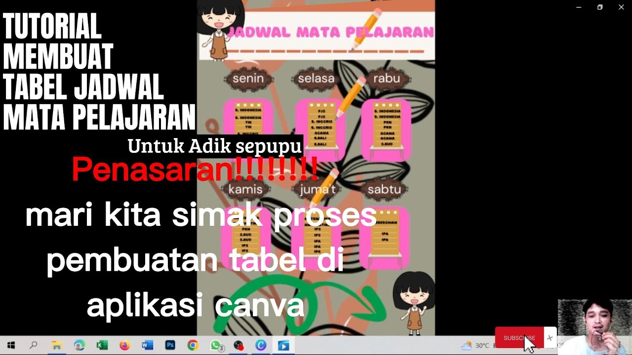 MEMBUAT TABEL DI CANVA || Jadwal Mata Pelajaran//TUTORIAL# ...