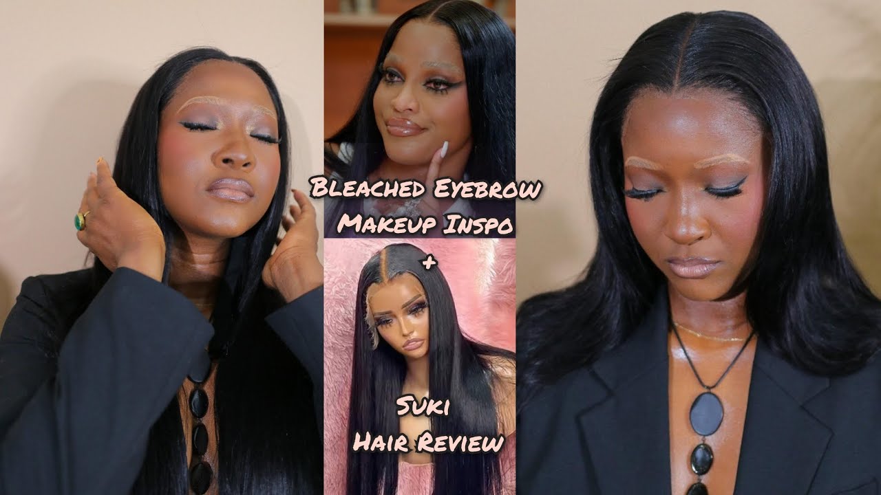 Viral Bleached Eyebrow Makeup Look + Frontal Wig Install Using Suki ...