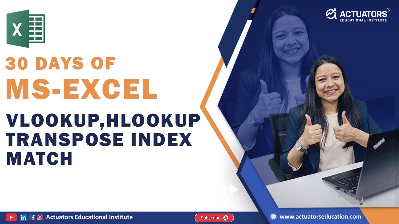 30 Days Of Excel Vlookup Hlookup Transpose Index Match Functions