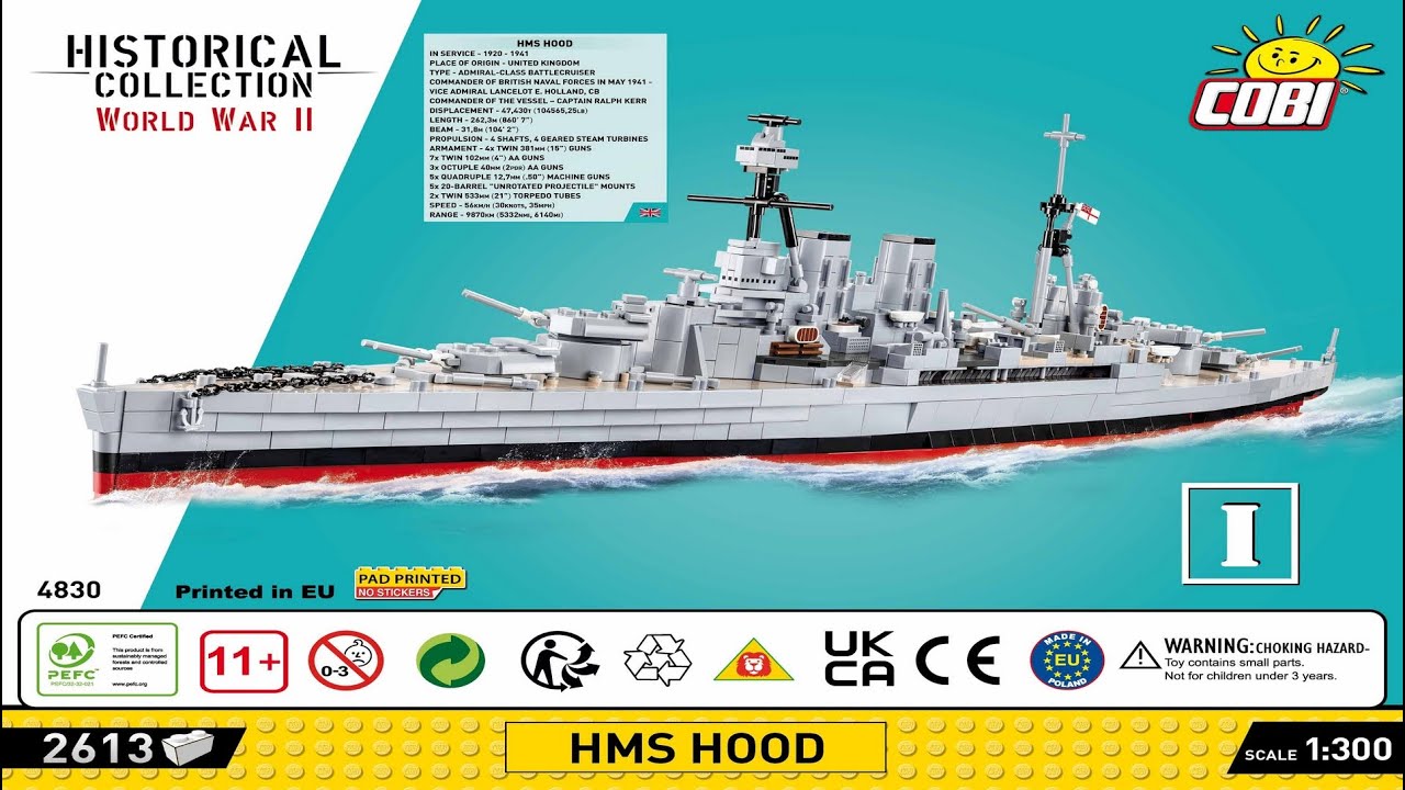 Cobi Instructions | Small Army / WW2 | 4830 | HMS Hood - YouTube