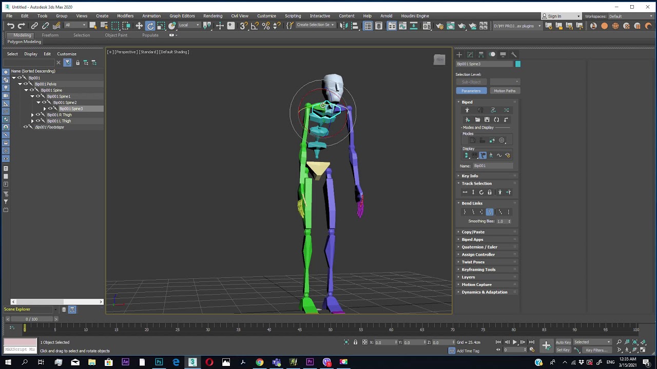 3Ds Max Biped Bend Links - YouTube