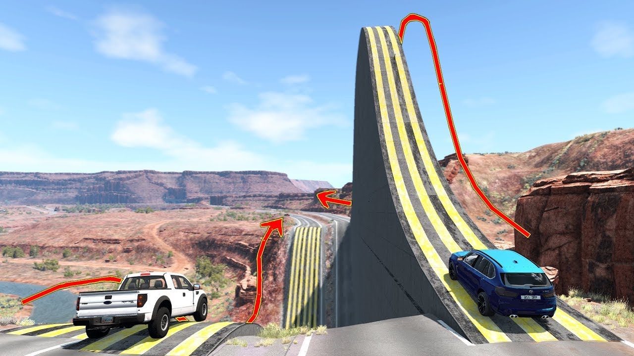Car Vs Giant Ramp &Slide ️ BeamNG.drive - BNG Nation - YouTube