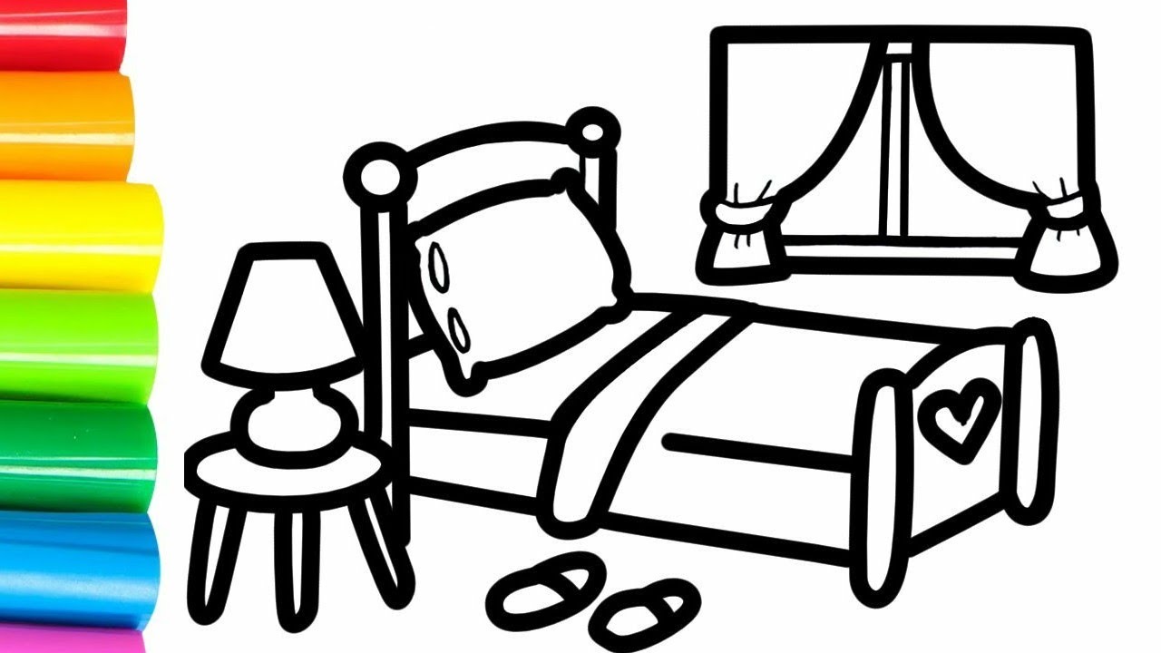 How to Draw Bedroom - Colouring For Kids &Toddlers || Drawing, Painting ...