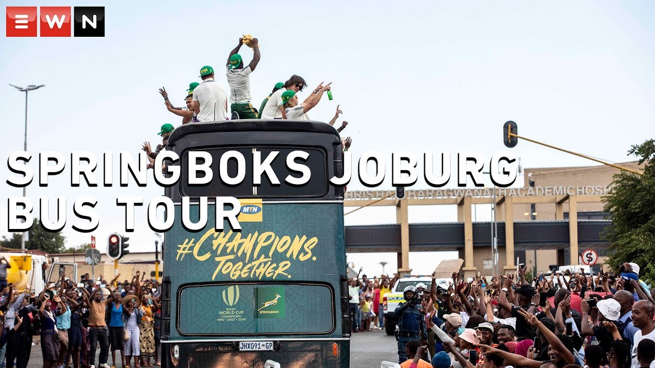 Springboks World Cup celebratory bus tour - YouTube