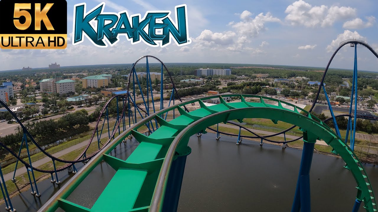 Kraken Floorless Coaster 5K Front Row POV SeaWorld Orlando - YouTube