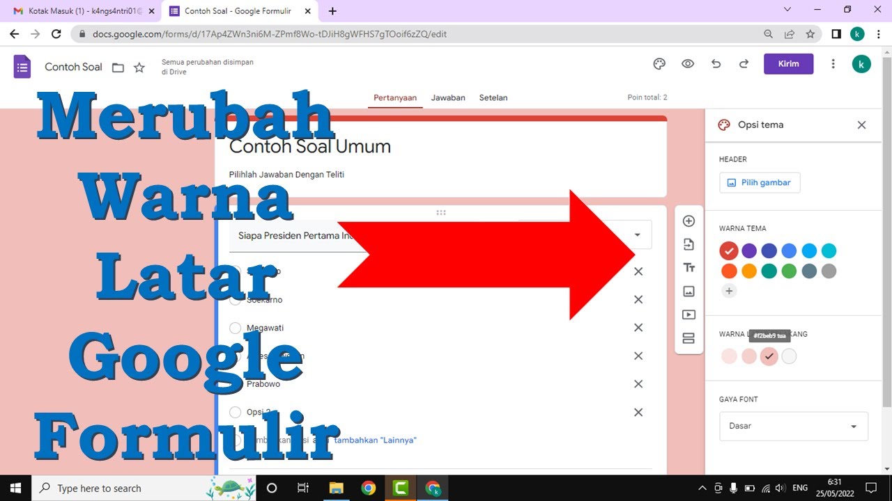 Cara Mengganti Warna Latar Google Formulir - YouTube