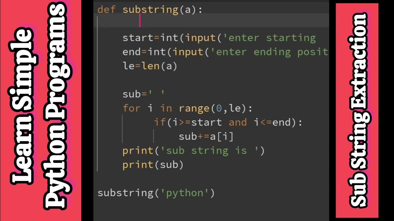 Sub String Extraction -Learn Simple Python Programs @computerteacherinfo - YouTube
