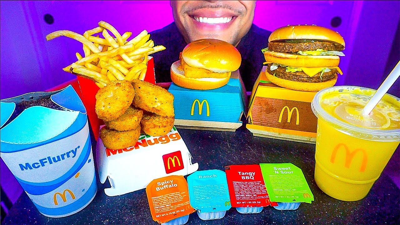 ASMR MCDONALD'S CHICKEN NUGGETS MUKBANG OREO MCFLURRY FILLET FISH BIG ...