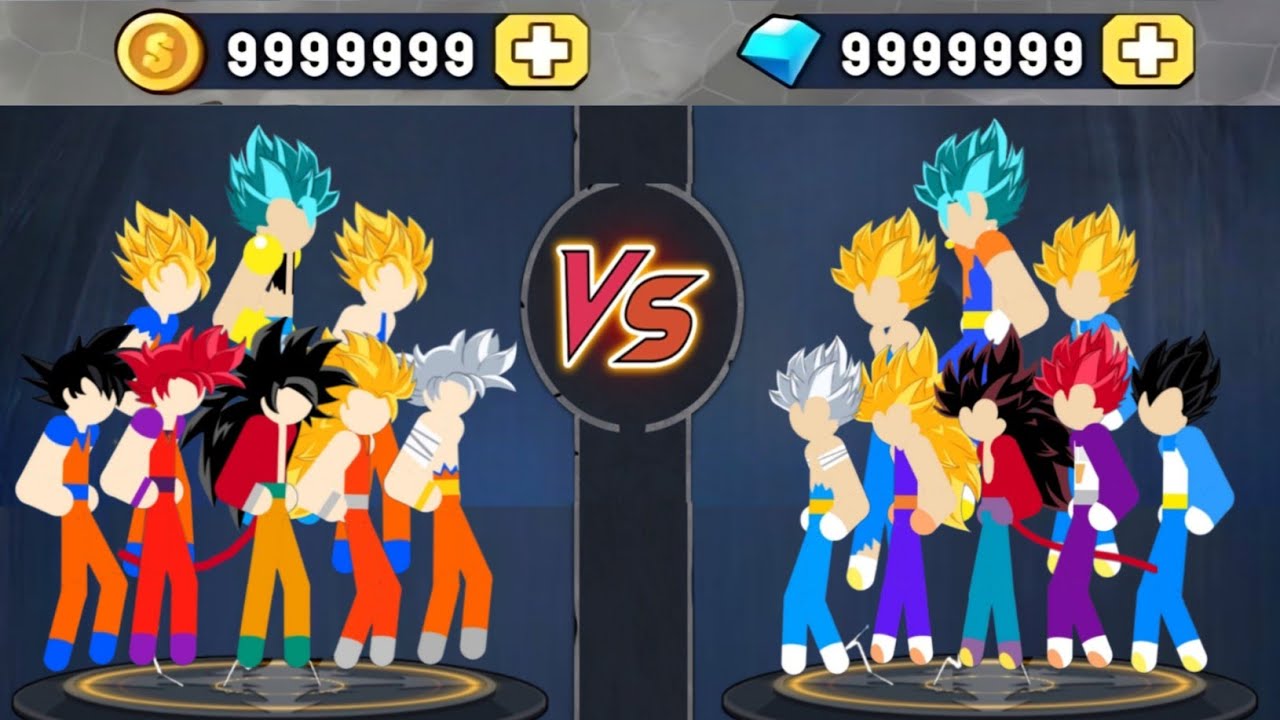 Stickman Warriors Goku Vs Vegeta All Forms - YouTube