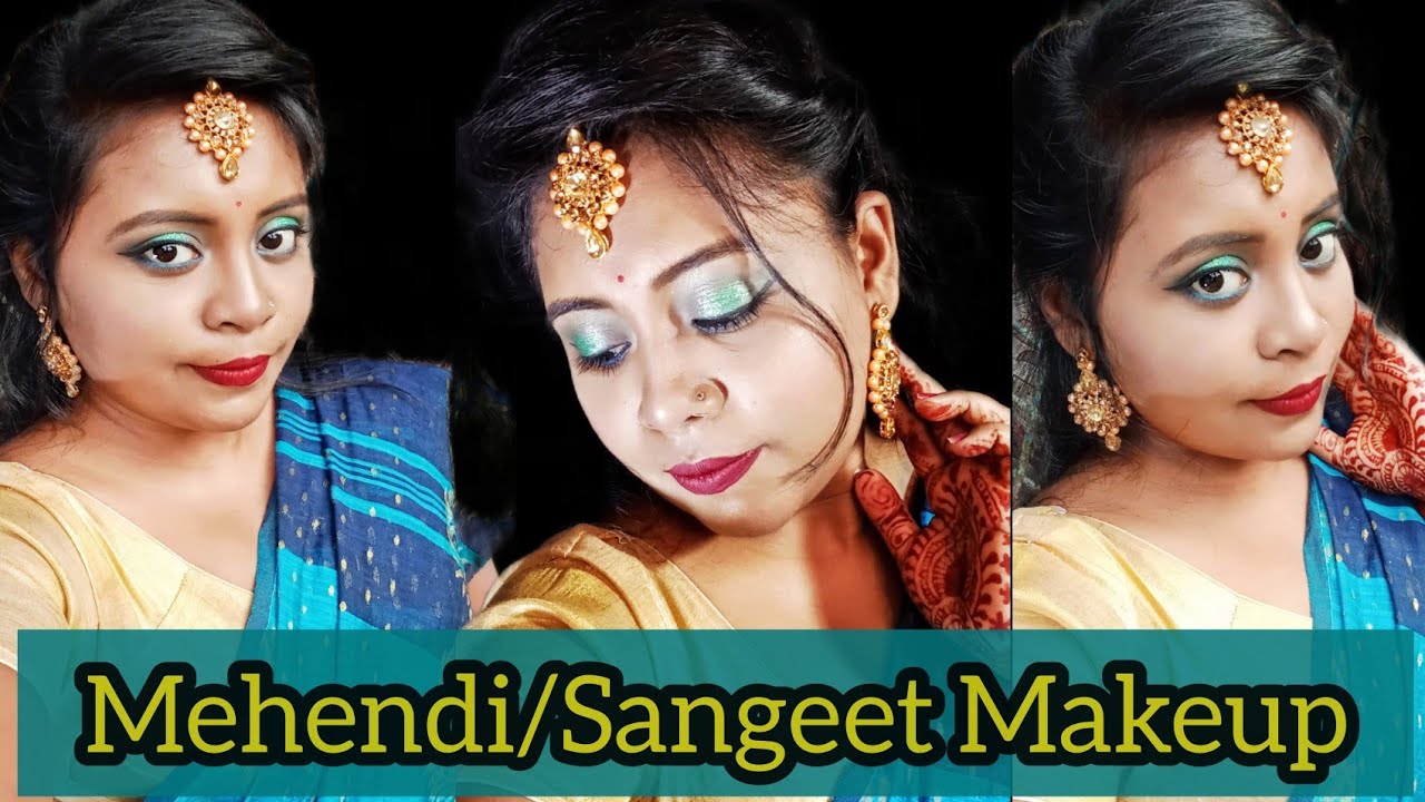Mehendi/Sangeet makeup for brides।।Self bridal makeup tutorial♥️ - YouTube