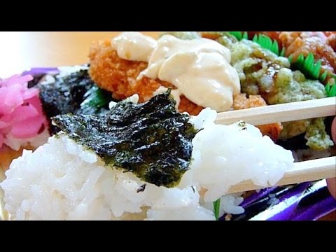 Eating Japanese food Bento "Nori-ben" (ASMR) - YouTube