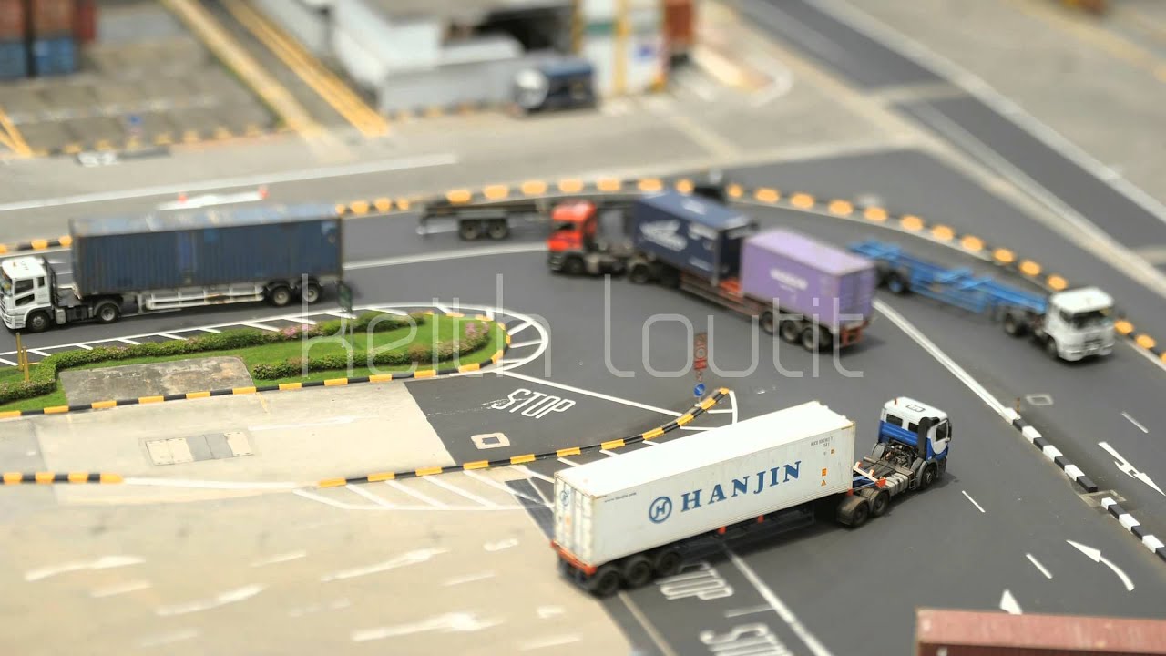 Tilt Shift - Singapore - Port container trucks - Stock Footage - YouTube