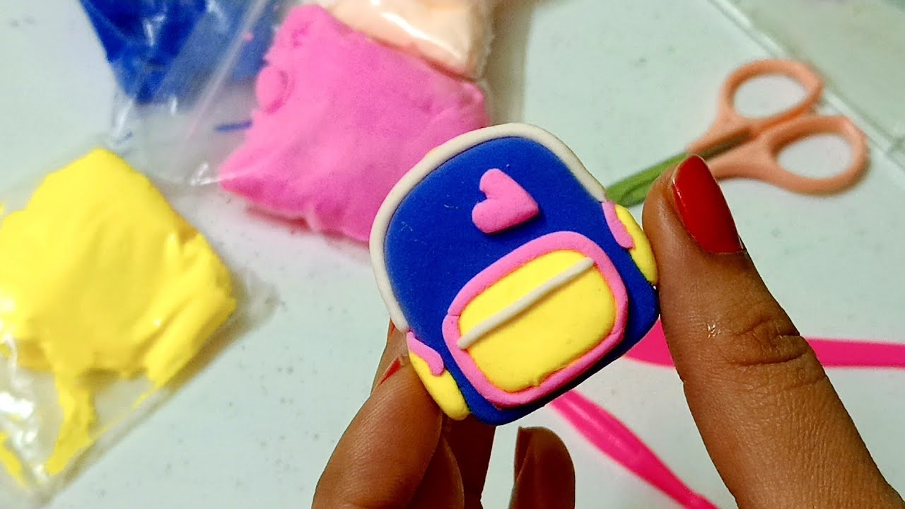DIY School Bag Clay Craft 😱 School Bag Clay Art 🥰 art and craft 🥰 ...