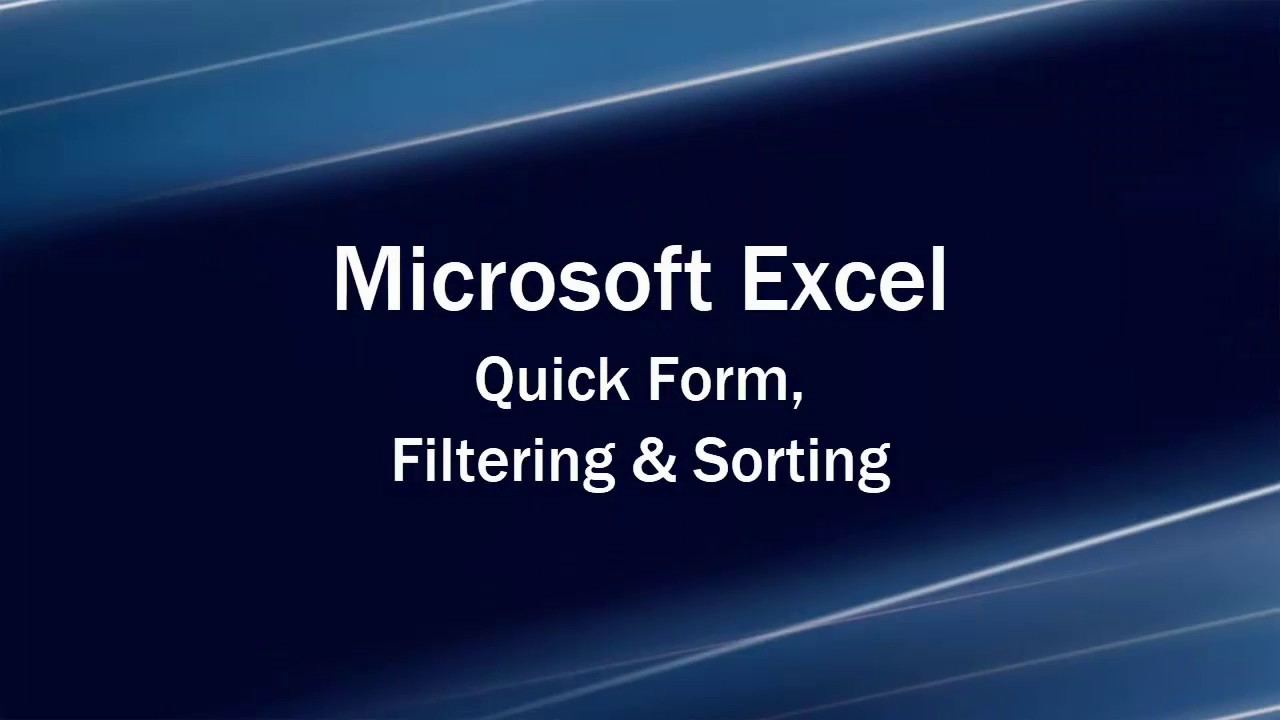 Microsoft Excel Quick Entry Form, Filtering, and Sorting - YouTube