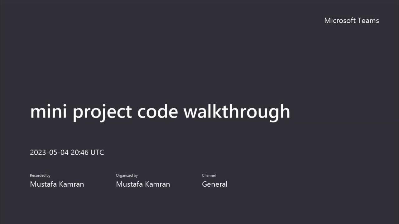 Mini Project Code Walkthrough YouTube mini-project-code-walkthrough-youtube