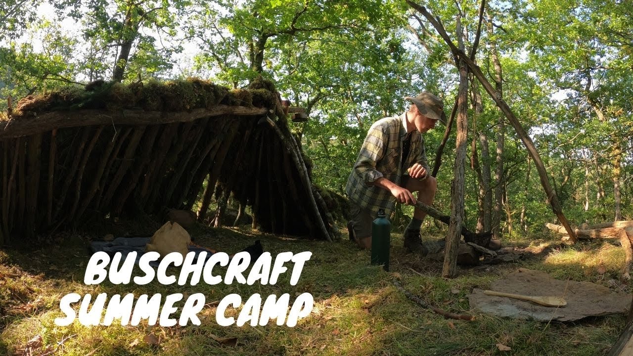 BUSHCRAFT SUMMER TRIP - survival shelter, firesteel and flint, cooking ...