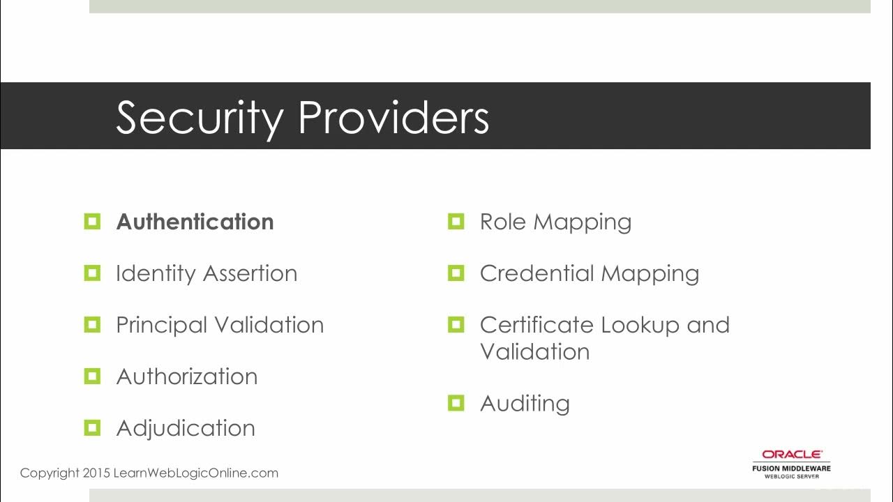 Oracle WebLogic 12c for Administrators 025 WebLogic Security Part 2 - YouTube