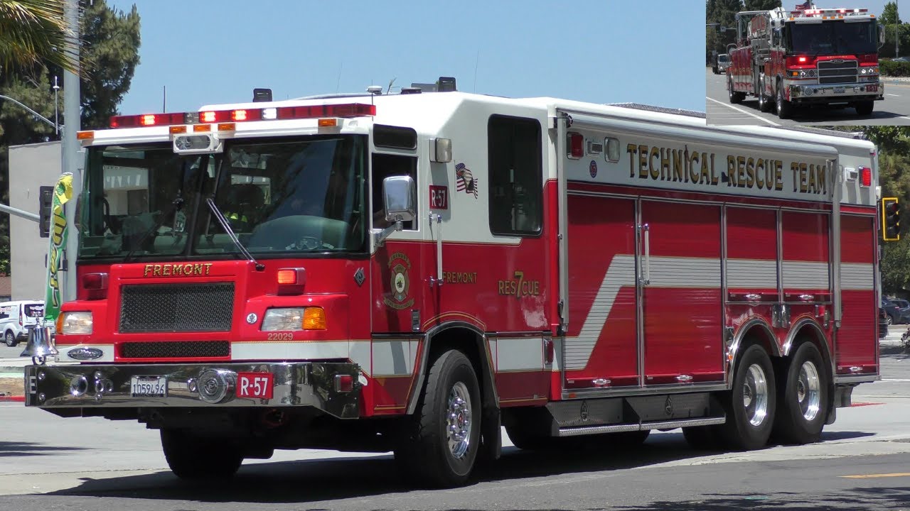 *RARE* Fremont Fire Dept. Truck 57 & Rescue 57 Responding - YouTube