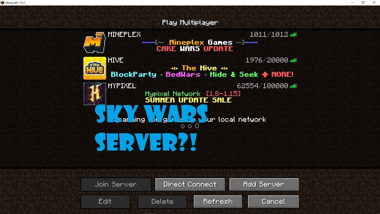 How To Go Sky Wars Server In PC![Hypixel,Mineplex And Hive] - YouTube