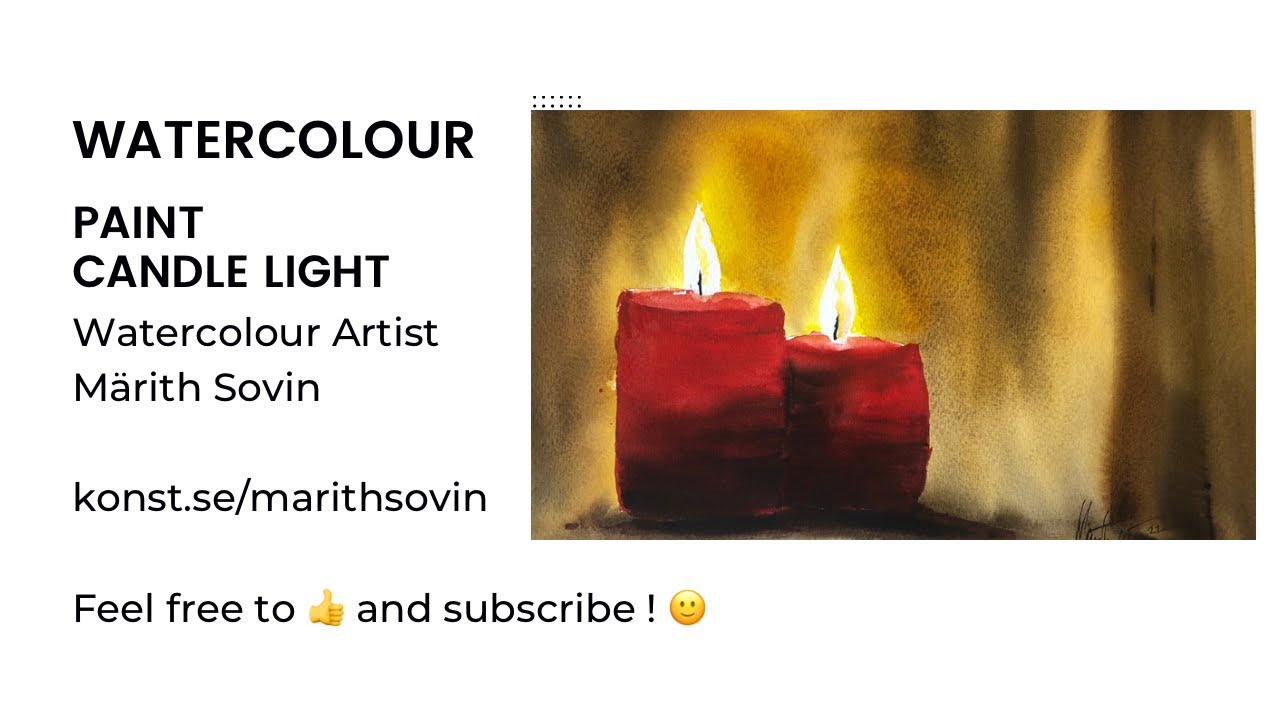 Paint candle light in watercolour - YouTube