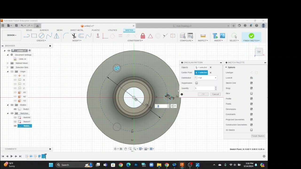 Hub Design Autodesk Fusion 360 - YouTube