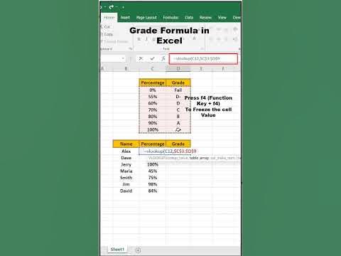 Excel Trick | Grade Formula in Excel | #8 #shorts #trending #tricks - YouTube