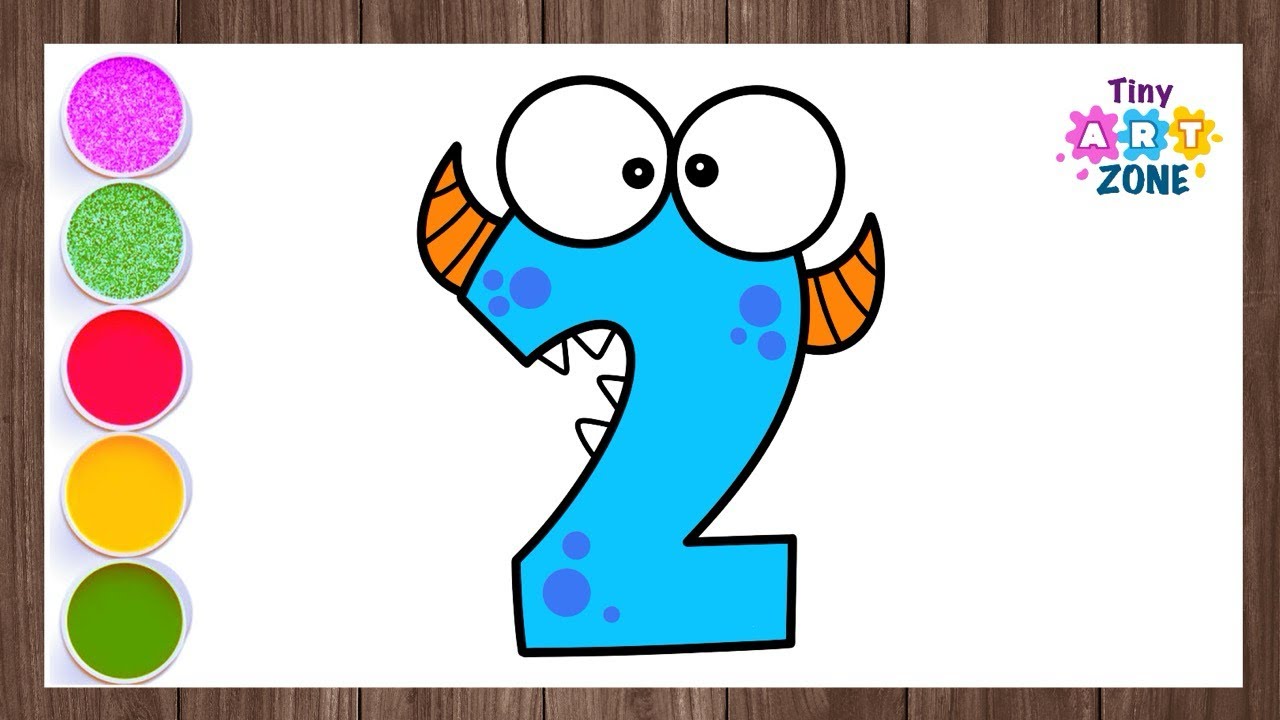 How to Draw Monster Number 2 Easy for Kids | Number Drawing and ...