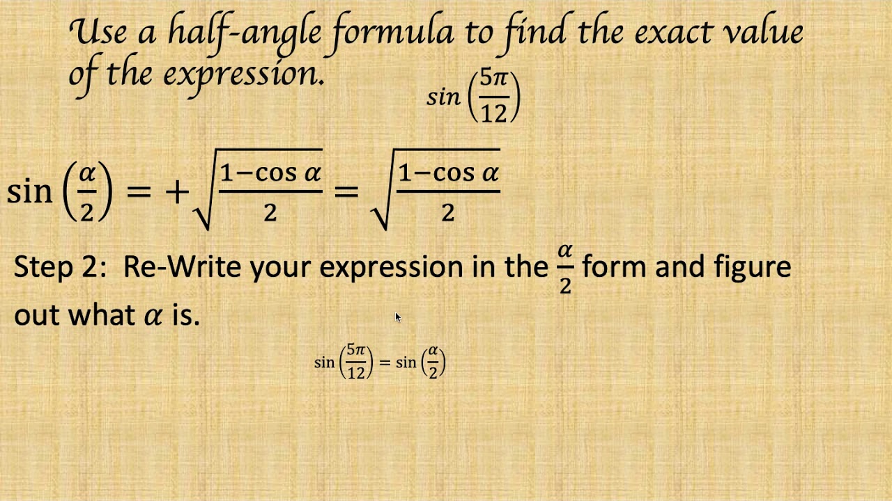 Half-Angle Formula Notes - YouTube