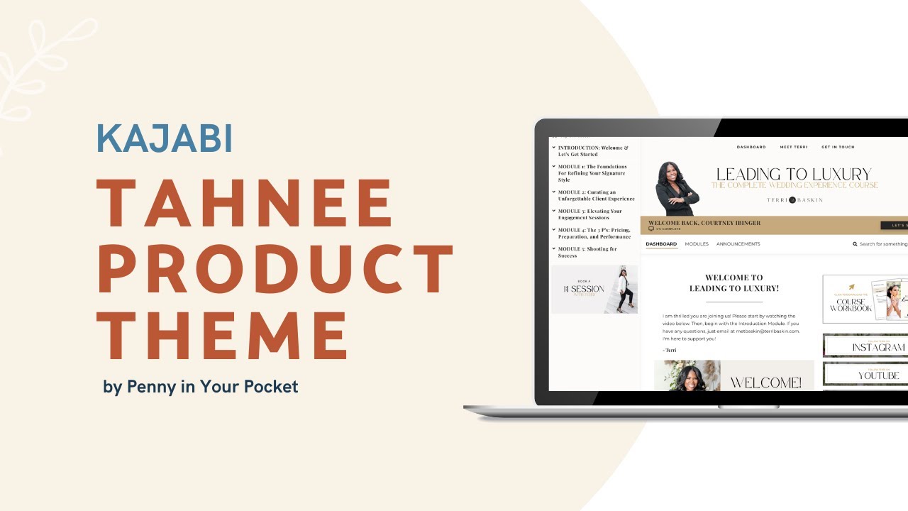 Tahnee Product Theme for Kajabi Courses and Memberships - YouTube