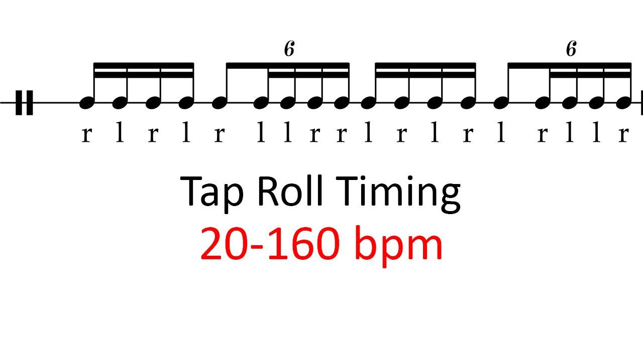 Tap roll timing | 20-160 bpm sheet music - YouTube