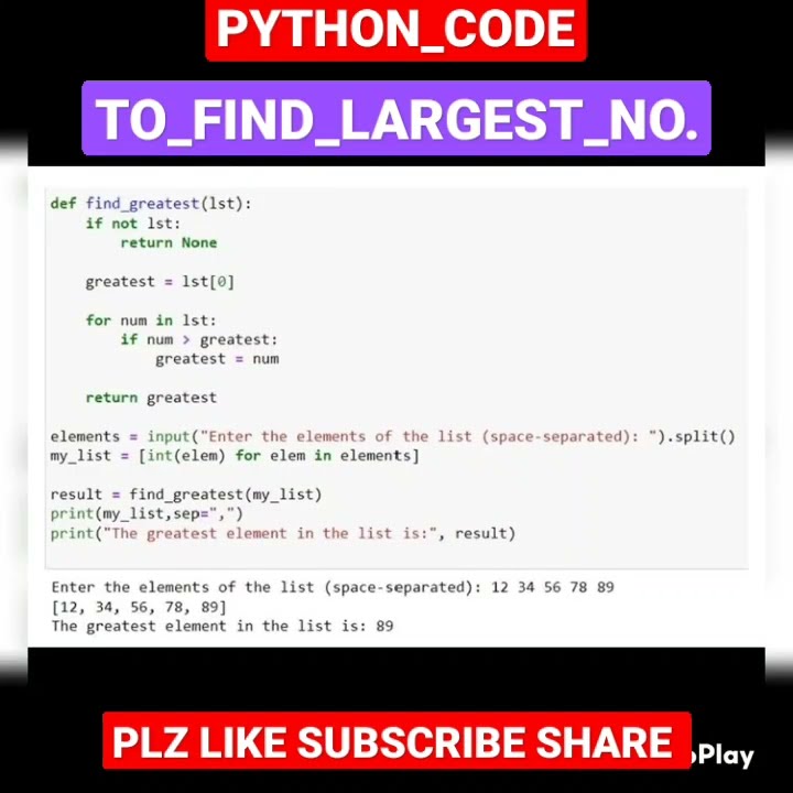 Python Code To Find Largest No Python Blockchain Iot Pythoncode 2061
