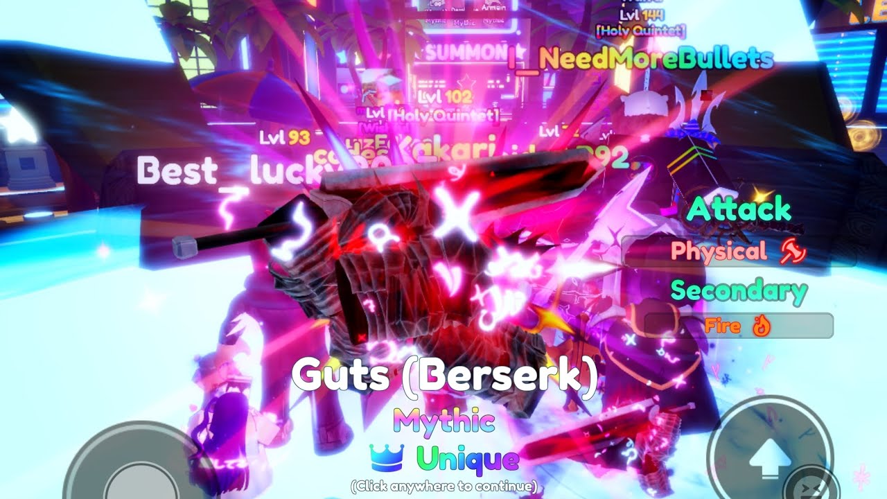 Showcasing Unique Evo Guts Lvl 100 on Anime Adventures! - YouTube