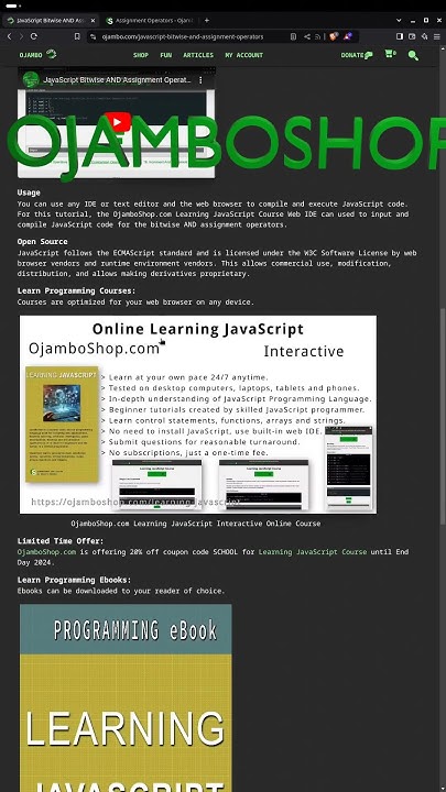 Bitwise AND Assignment Operators In JavaScript - YouTube