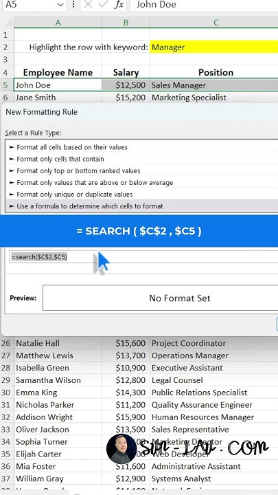 Highlight rows with keyword - #excel - YouTube
