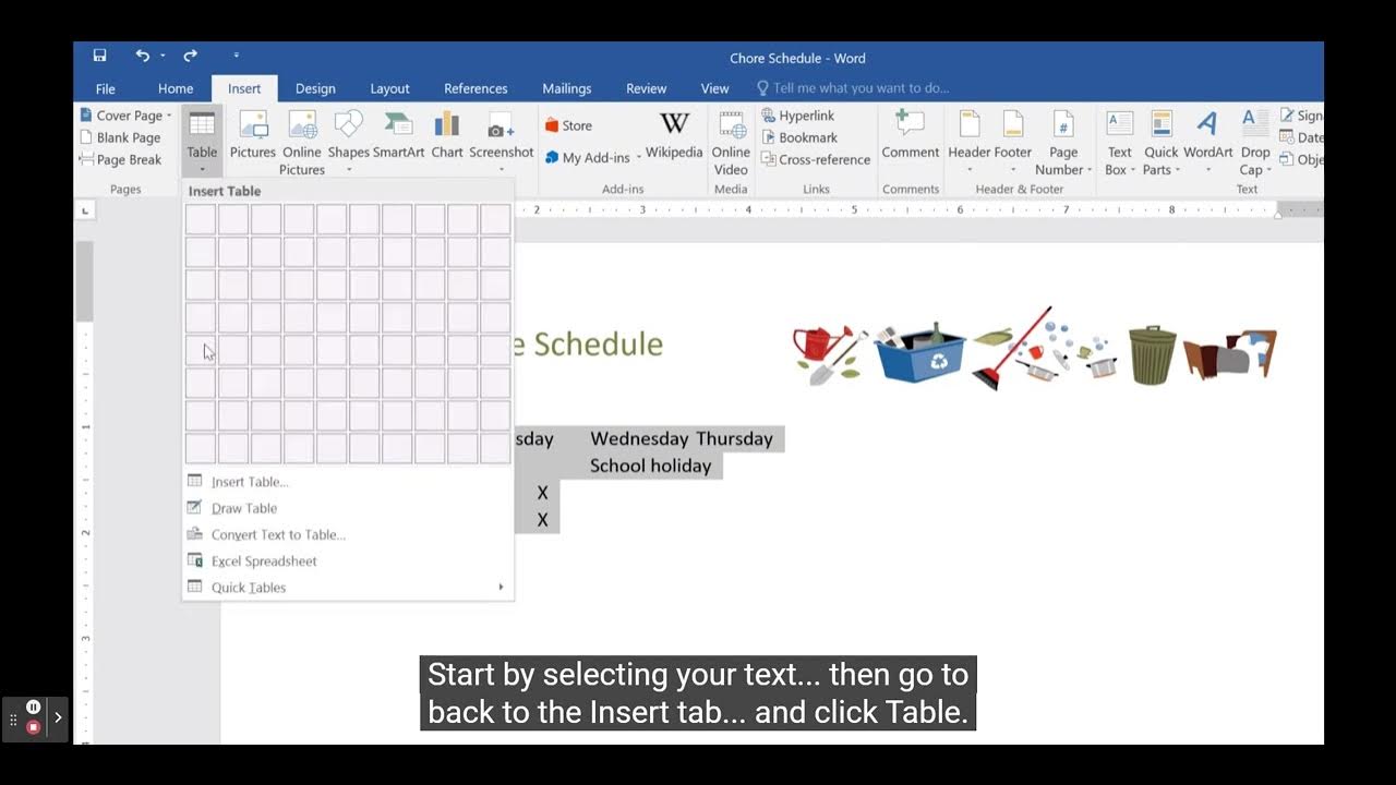 Word: Tables - Convert Text to Table - YouTube