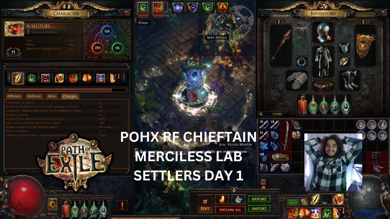 71 Pohx's Righteous Fire Chieftain - Merciless Lab | PoE Settlers of ...