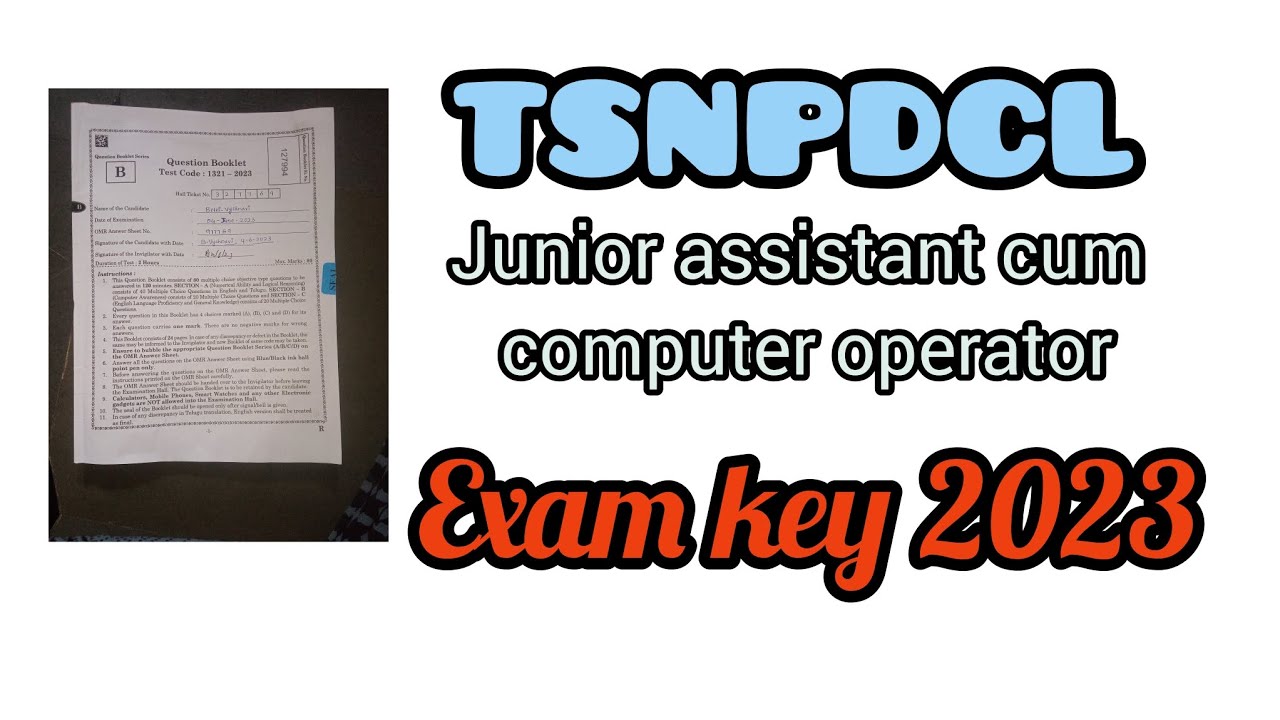 #Tsnpdcl main key release #tsnpdcl exam key paper2023 #@Vyshu222 - YouTube